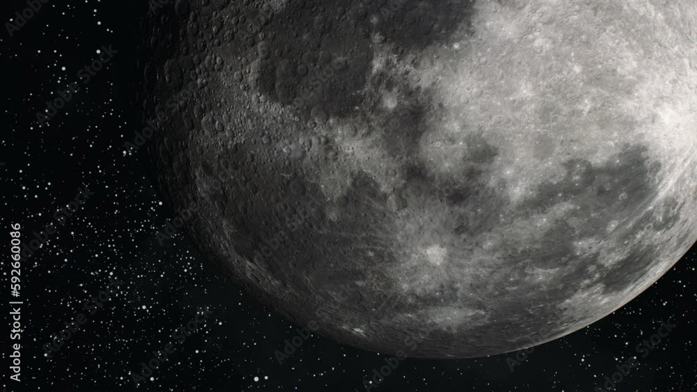 Detailed Moon Zoom Surface Shadow moving showing the Moon phases. First ...