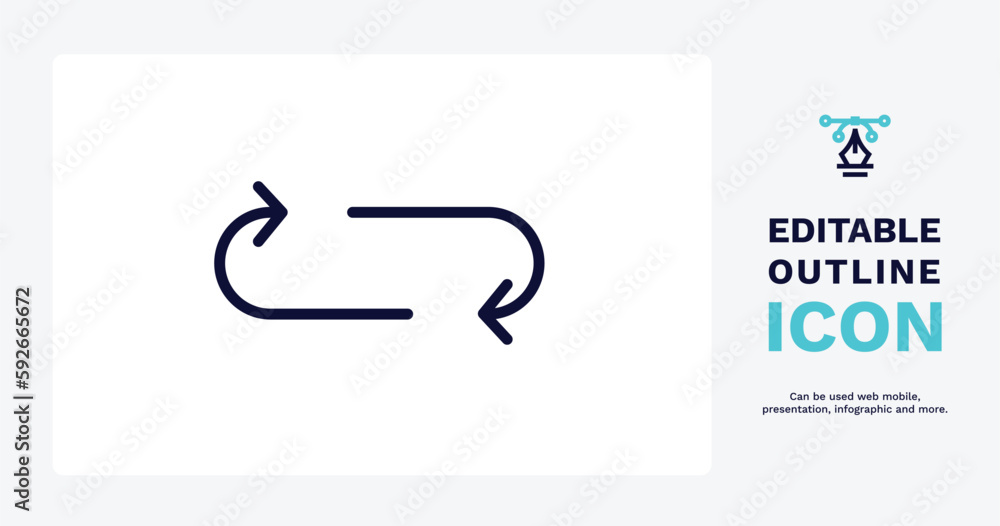 loop arrow icon. Thin line loop arrow icon from user interface collection. Outline vector ...