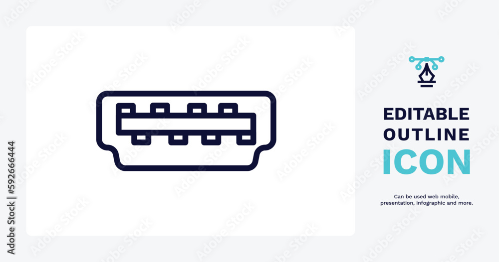 Vecteur Stock hdmi icon. Thin line hdmi icon from electronic device and ...