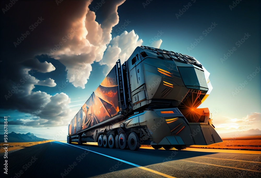 Technology Future of Cargo Container Logistics Transport Concept ...