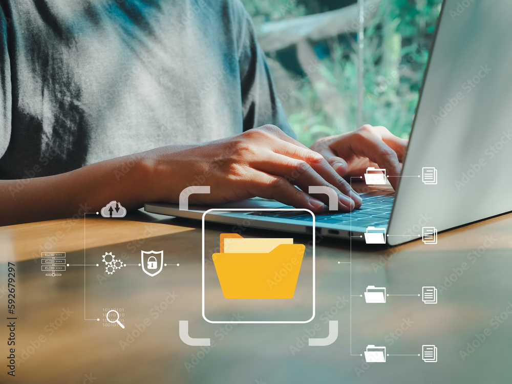 Foto de Document management system concept access to corporate data ...
