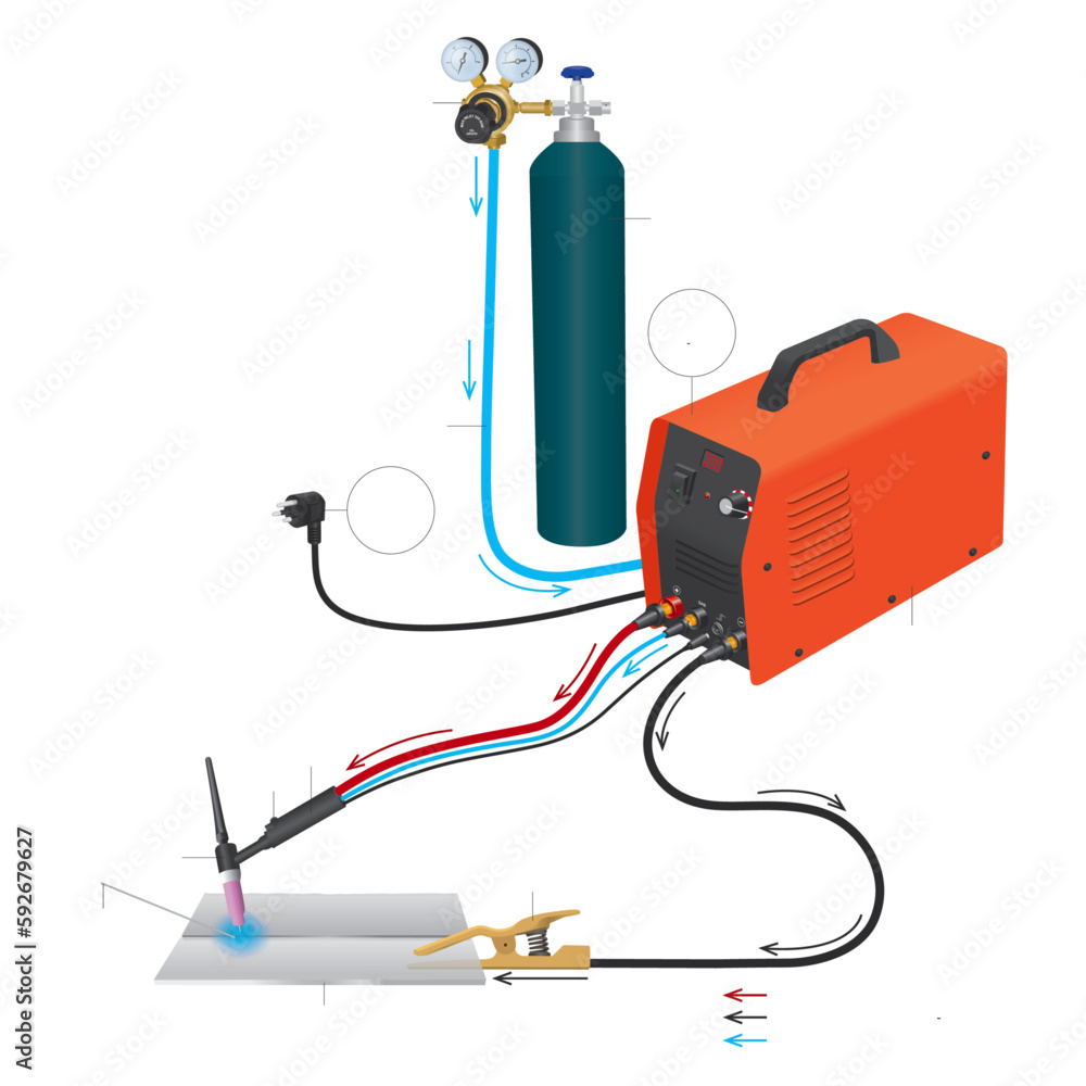 Tungsten Inert Gas TIG Welding. Aluminium welding process by use DC ...
