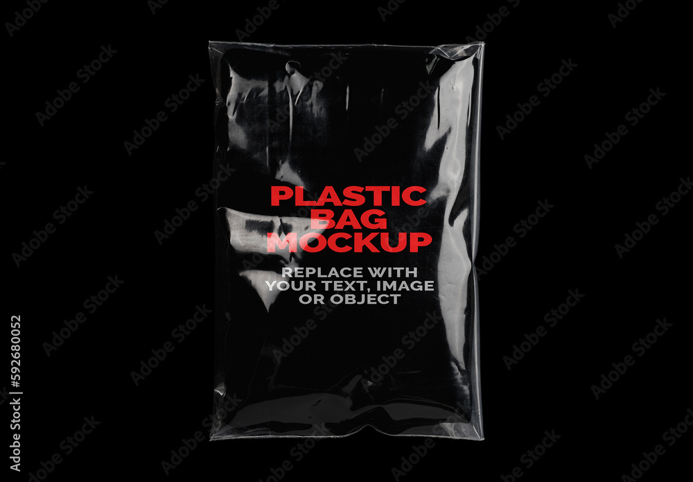 Plastic Bag Transparent Case Texture Effect Mockup Template Stock ...