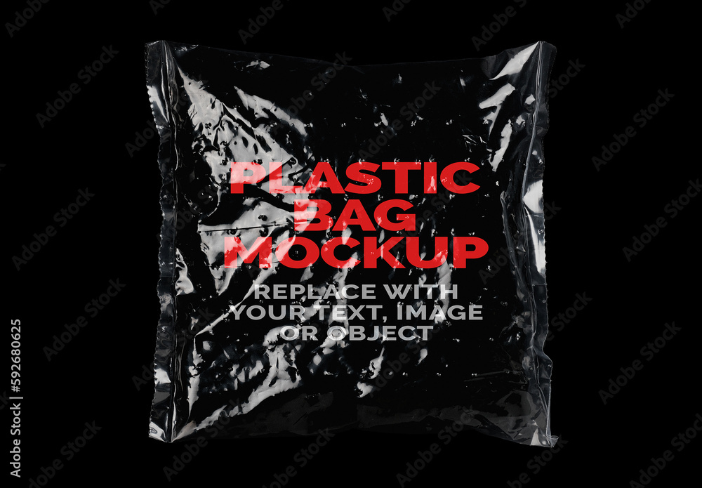 Plastic Bag Transparent Case Texture Effect Mockup Template Stock ...