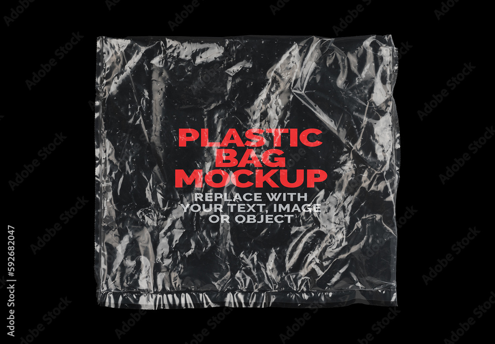Plastic Bag Transparent Case Texture Effect Mockup Template Stock ...