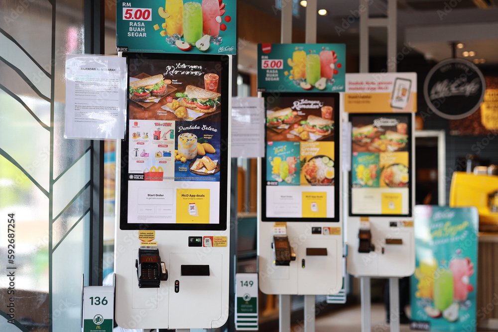 PENANG, MALAYSIA - 24 MAR 2023: Self-ordering Kiosk at McDonalds ...