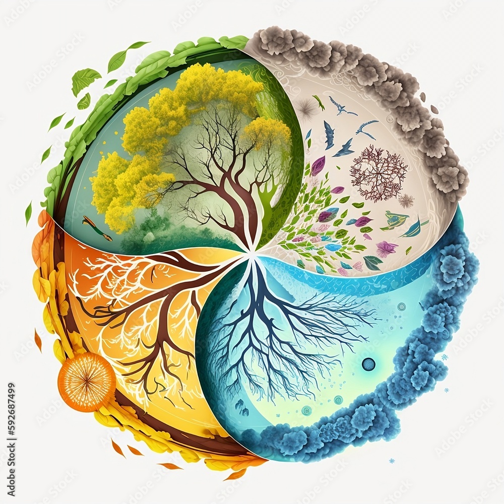 Illustration showing different seasons and environments of earth ...