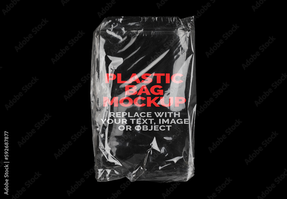 Plastic Bag Transparent Case Texture Effect Mockup Template Stock ...