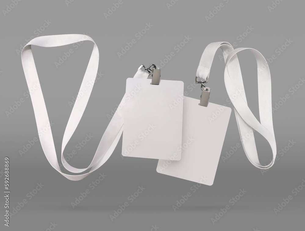 Plastic badge. ID card with white ribbon. Template designed for ...