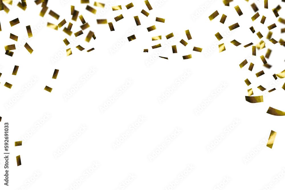 frame from falling shiny gold confetti isolated on transparent ...