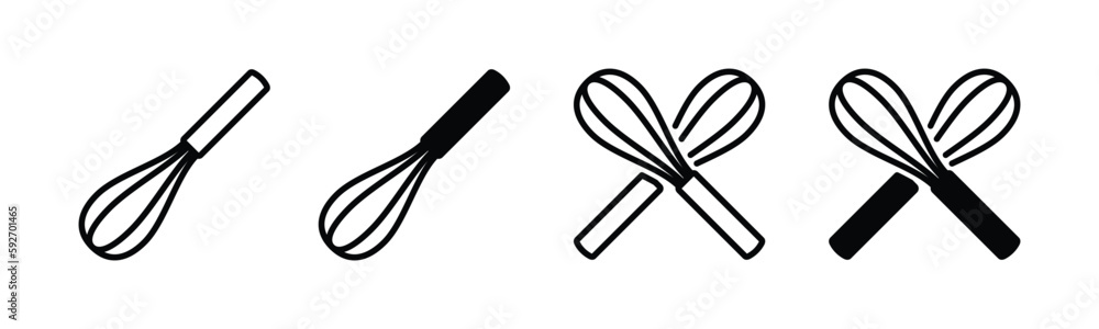 Whisk icon vector set. Crossed wisk icon symbol. Kitchen utensil whisk ...