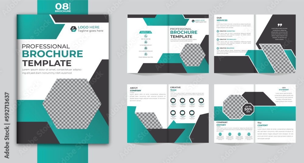 Geometric Brochure template layout design,yellow minimal business ...