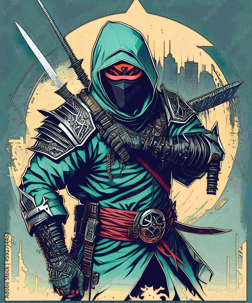 Ninja Samurai Fighter Soldier Japan dystopian warrior design. Ninja ...