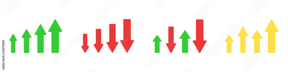 Set of growing arrows vector. Arrows infographics colored vector ...