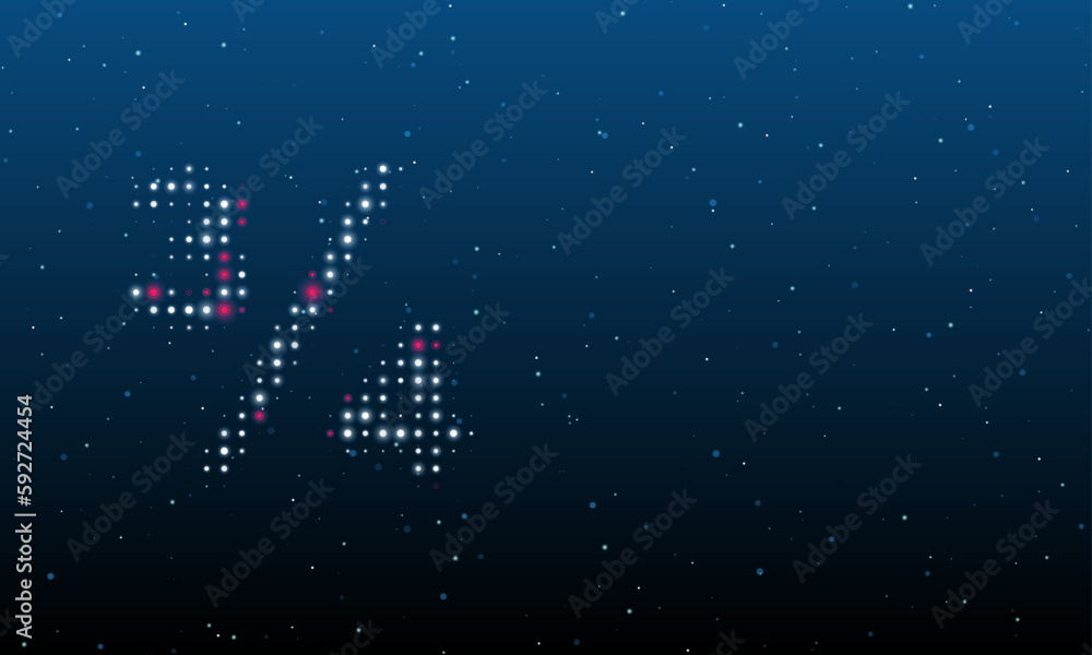 On the left is the three quarters symbol filled with white dots ...