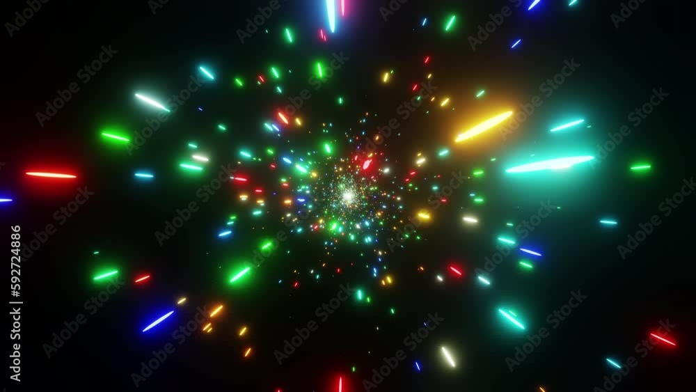 Stockvideon Hyperspace tunnel of particles. Journey through outer space ...