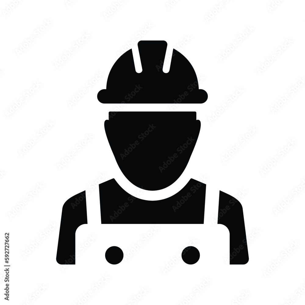 Construction, man icon. Black vector graphics. Stock Vector | Adobe Stock