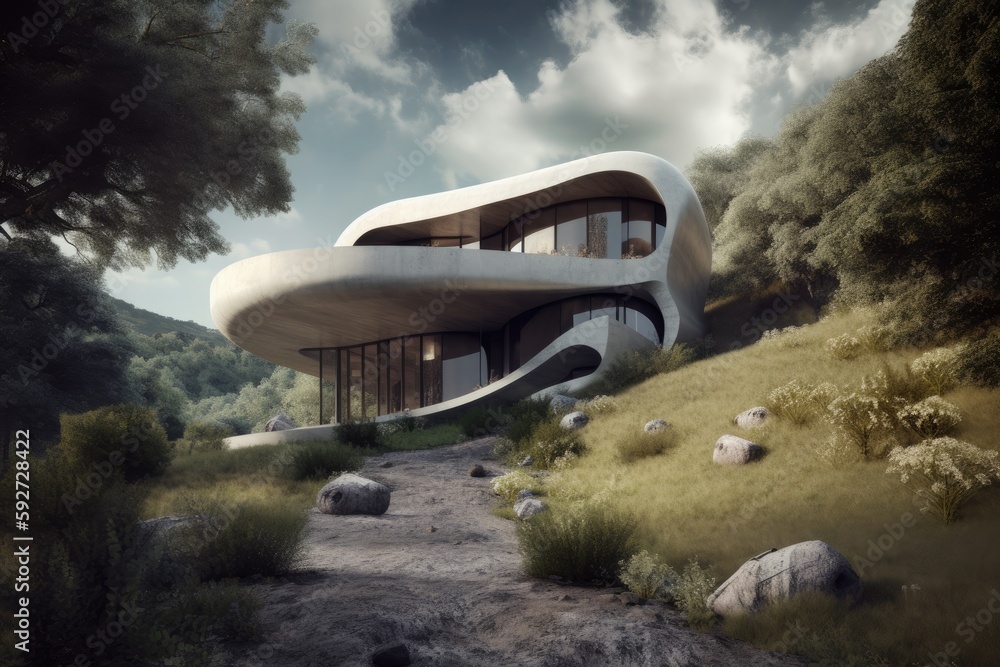 organic house embedded into the hilly terrain designed , architectural ...
