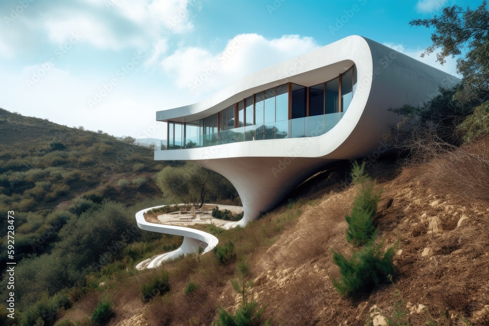 organic house embedded into the hilly terrain designed , architectural ...