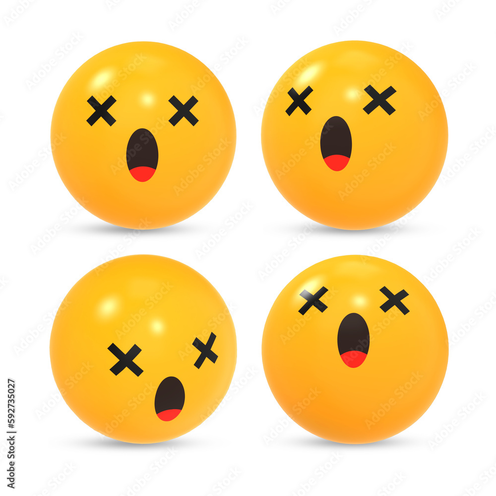 3D rendered hushed face with surprise embarrassment excitement emoji ...