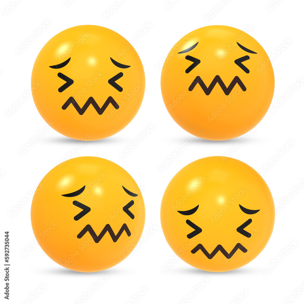 3D rendered persevering frustration helplessness struggle face emoji ...