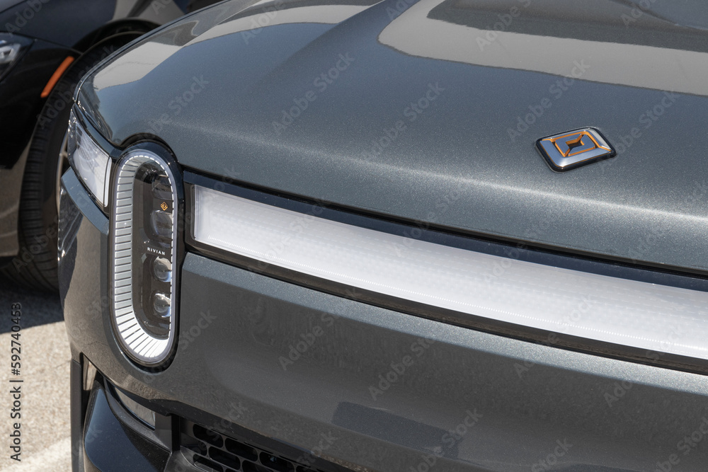 Rivian R1S EV Electric Vehicle display at a dealership. Rivian offers ...