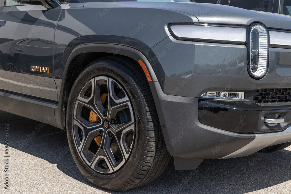 Rivian R1S EV Electric Vehicle display at a dealership. Rivian offers ...