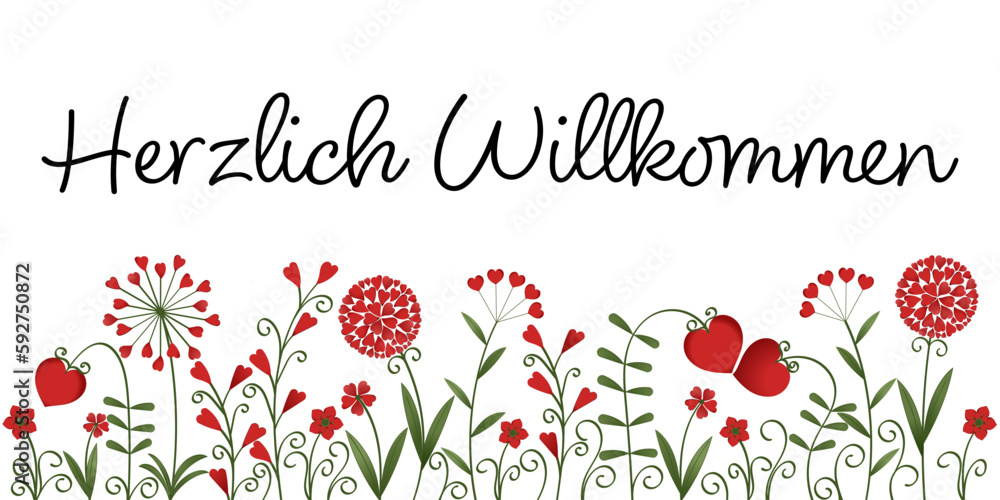 Herzlich Willkommen - Text in deutscher Sprache. Banner für ... Herzlich Willkommen - Text in deutscher Sprache. Banner für ...