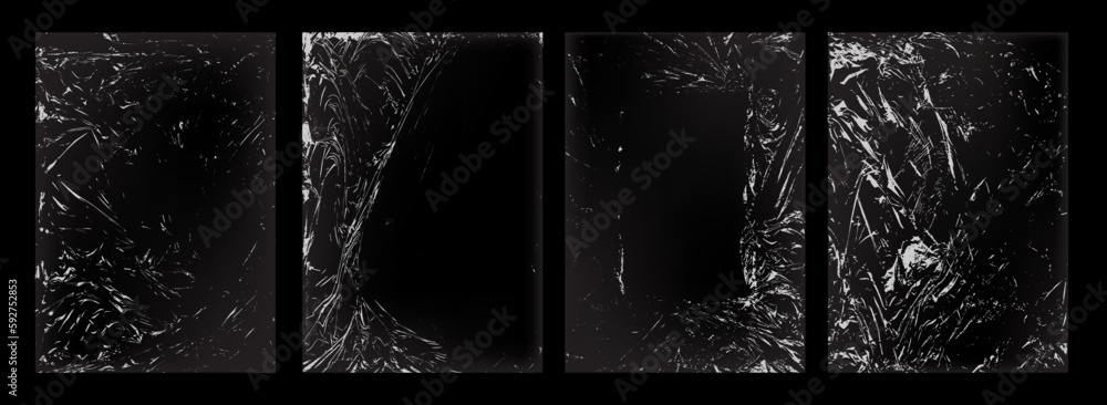 Set of polyethylene texture. Torn effect. Transparent stretched cling ...
