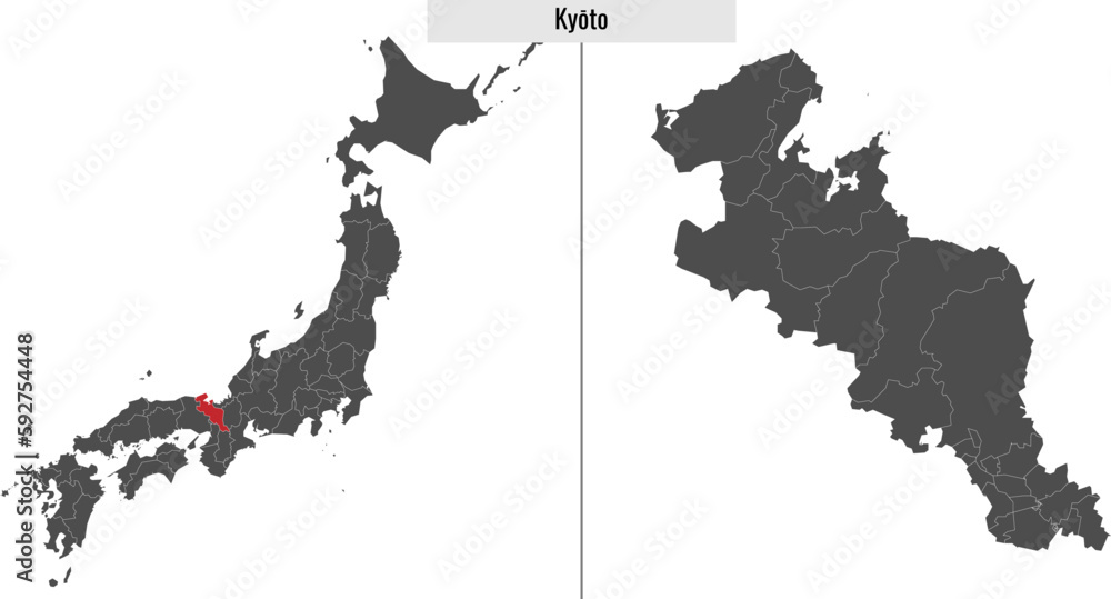 map of Kyoto prefecture of Japan Stock Vector | Adobe Stock