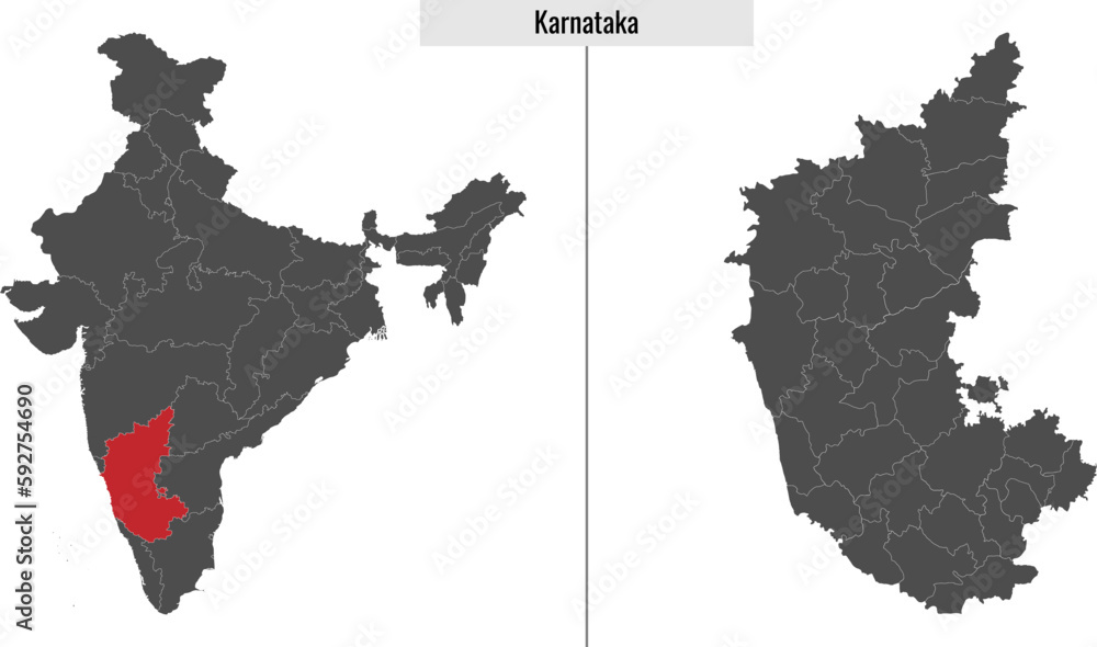 map of Karnataka state of India Stock Vector | Adobe Stock
