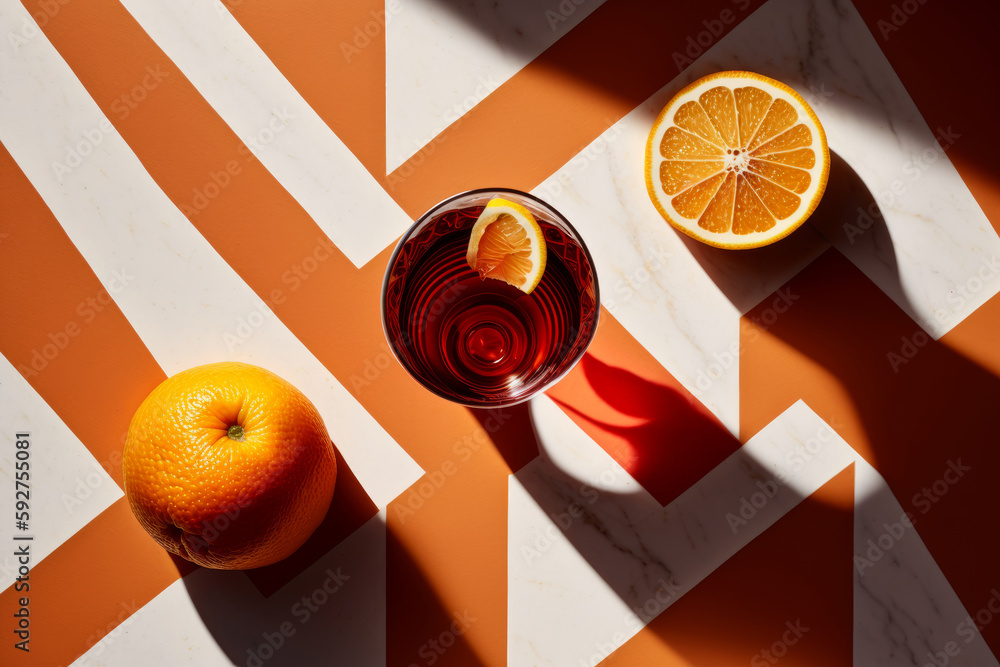 Ron con naranja al sol, promoción bar de lujo en verano, Cóctel de ...