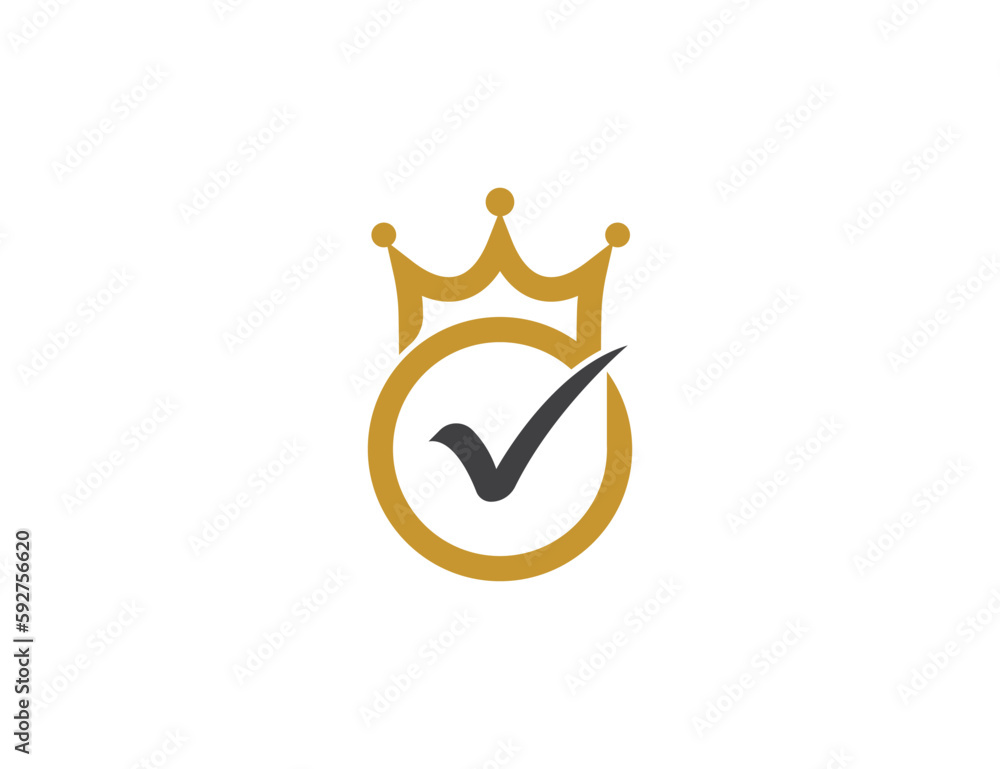 Crown Check Mark Logo Concept sign icon symbol Element Design. Tick ...