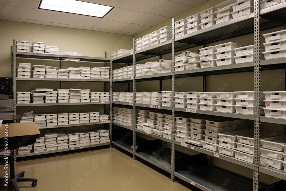 functional and organized filing and storage room with custom shelving ...