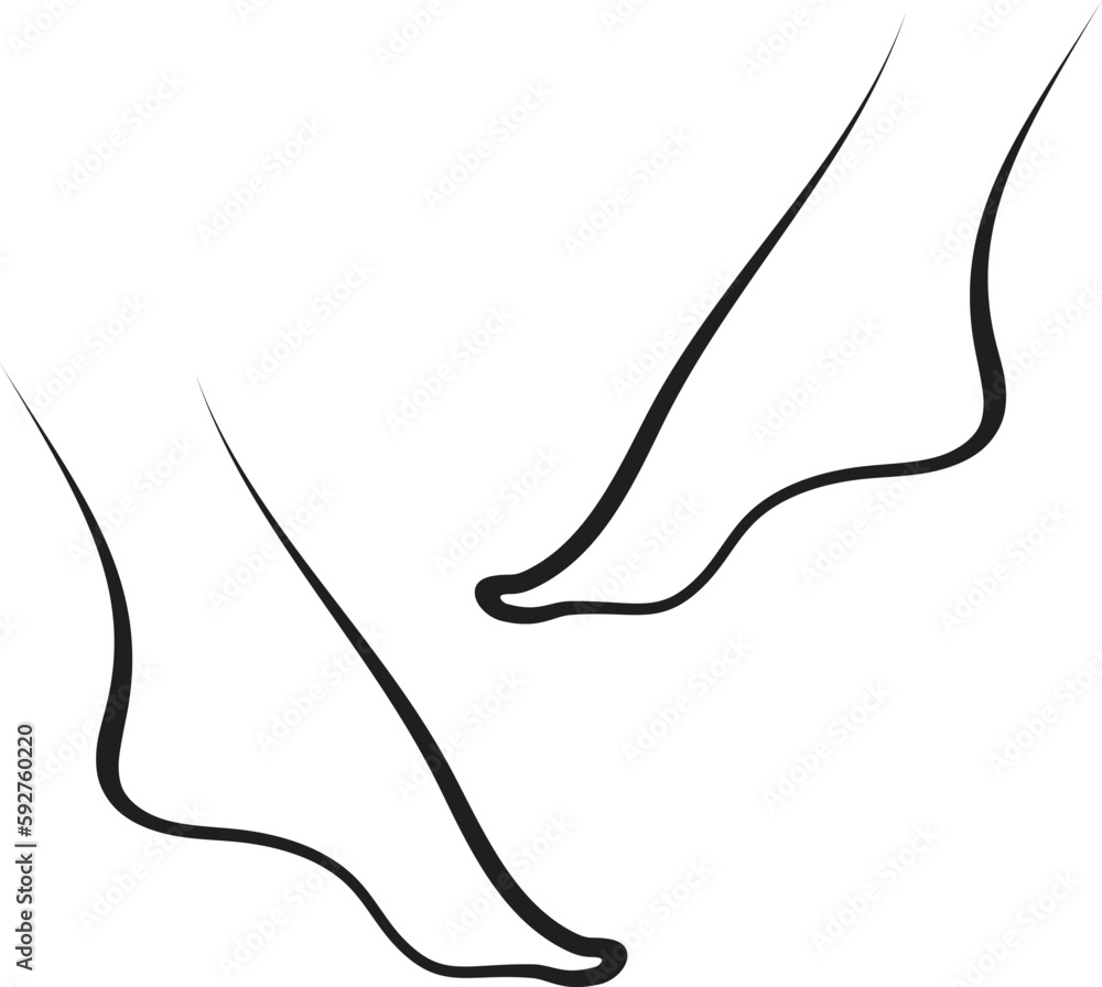 Womans Feet Vector Isolated On White Background Set Of Female Feet For