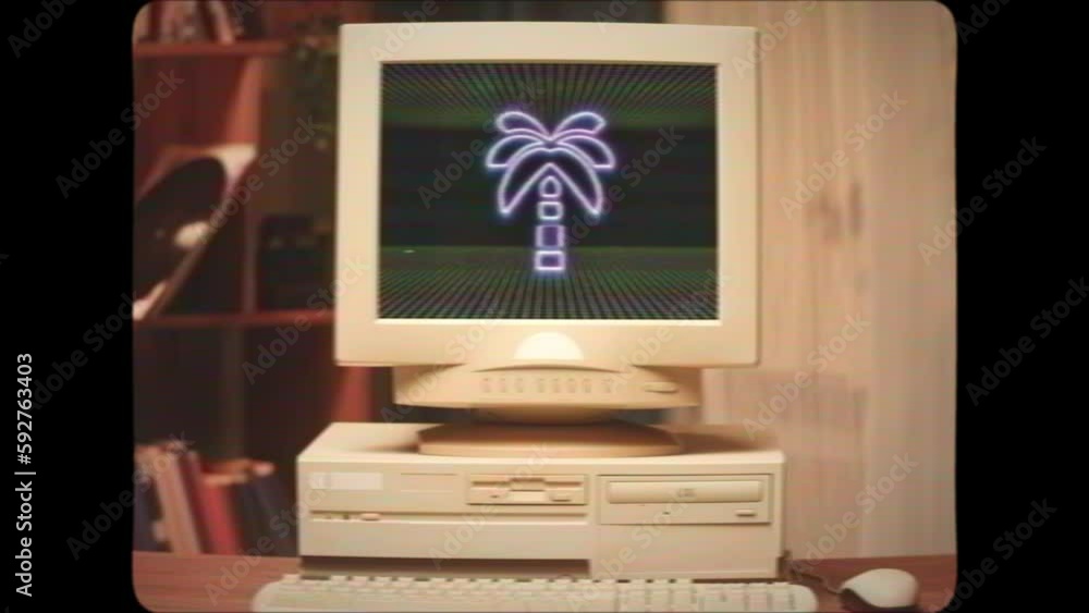 Retro pc with chroma key green screen, Old computer studio close-up ...