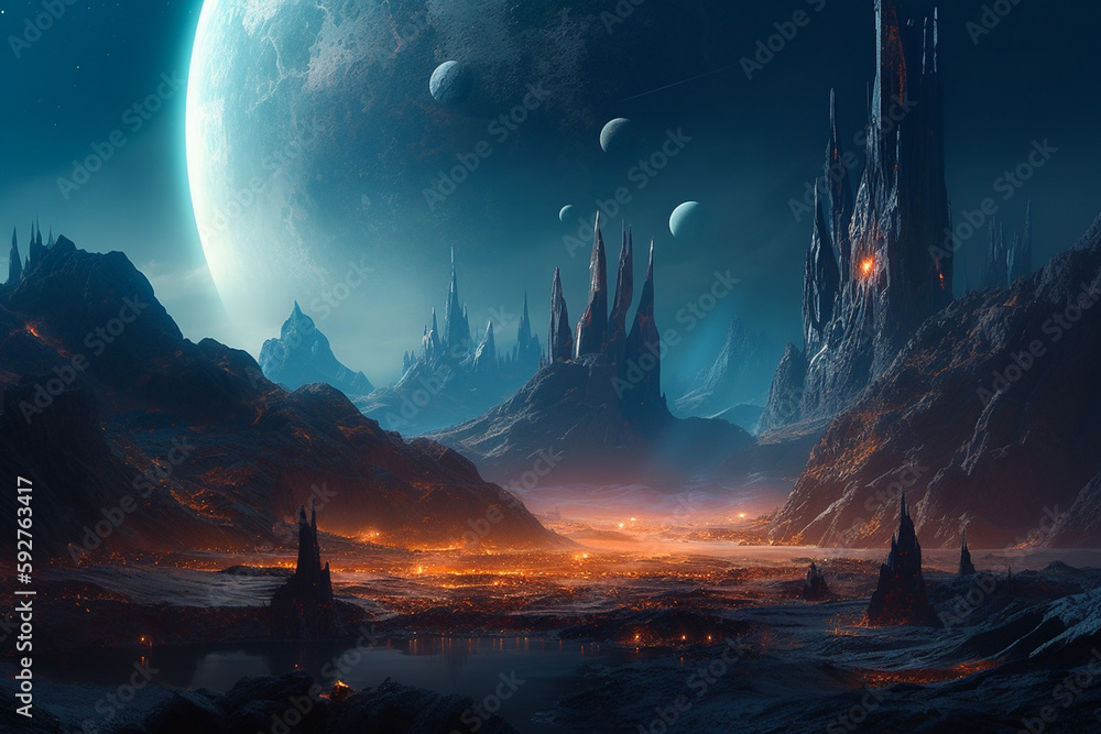 Sci-fi fantasy landscape inspirational background banner or wallpaper ...