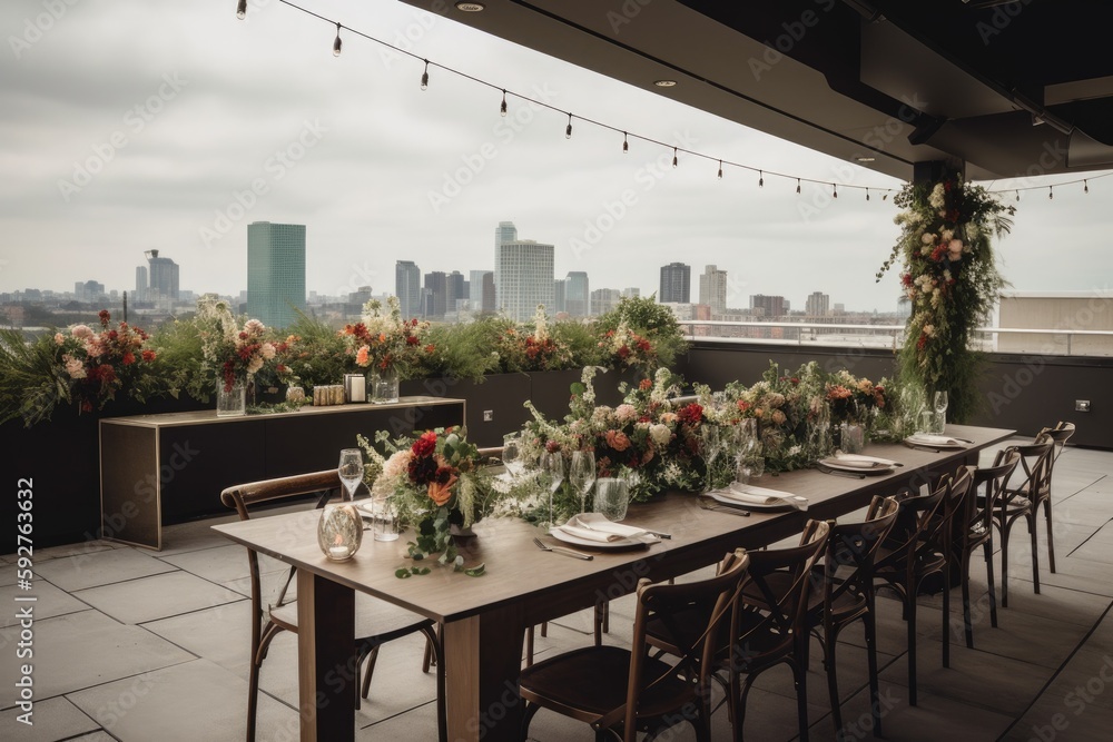 hic rooftop wedding venue with panoramic city views, trendy lounge ...