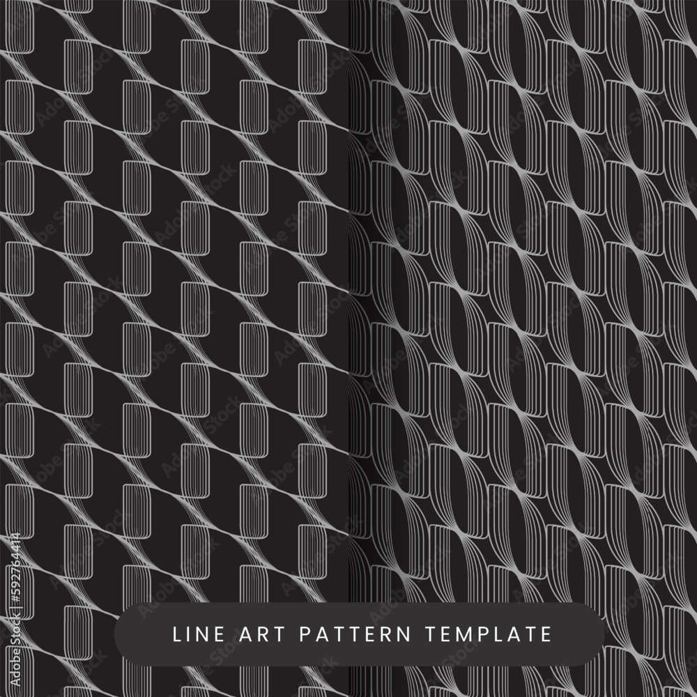 Vector linear flat pattern with line art templates, metal grid ...