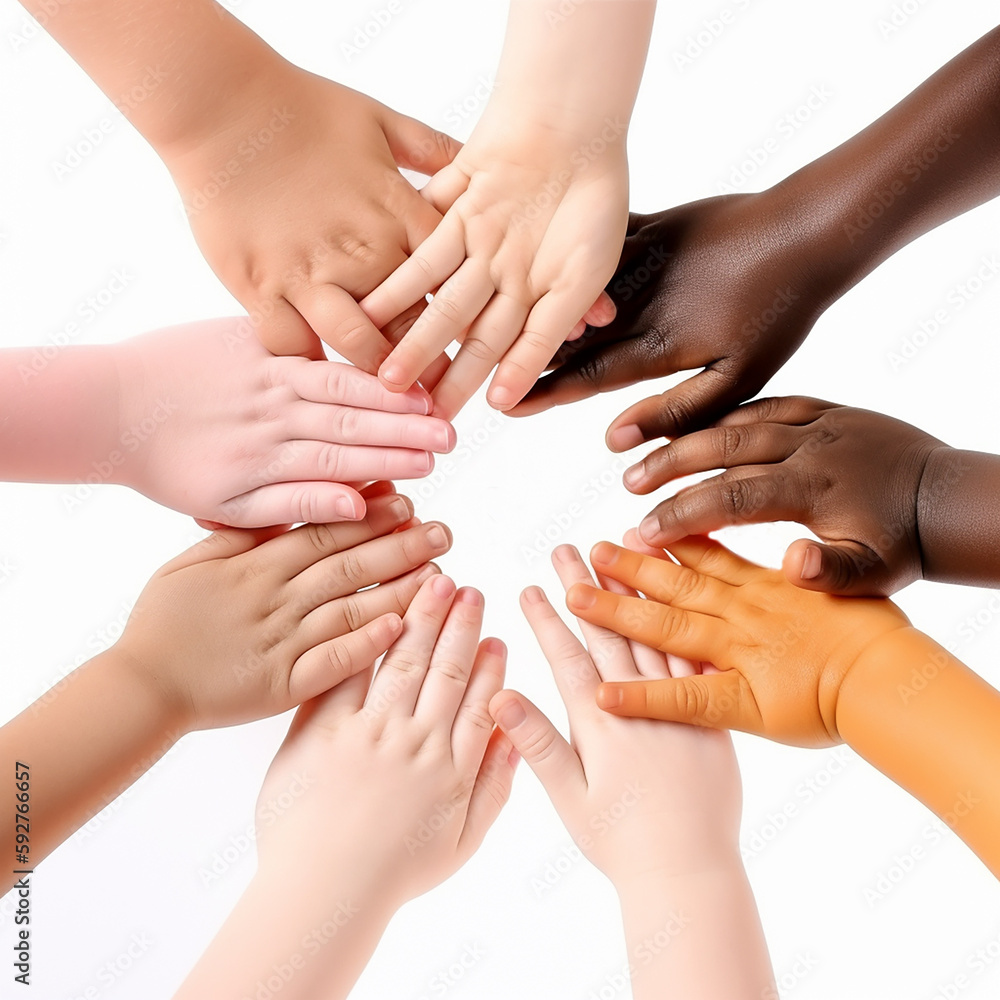 children's hands with different skin colors to each other in a circle ...