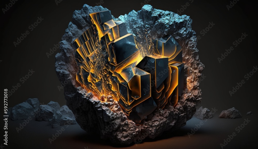 deposits of yellow-orange crystalline ore in a nugget. Precious ...