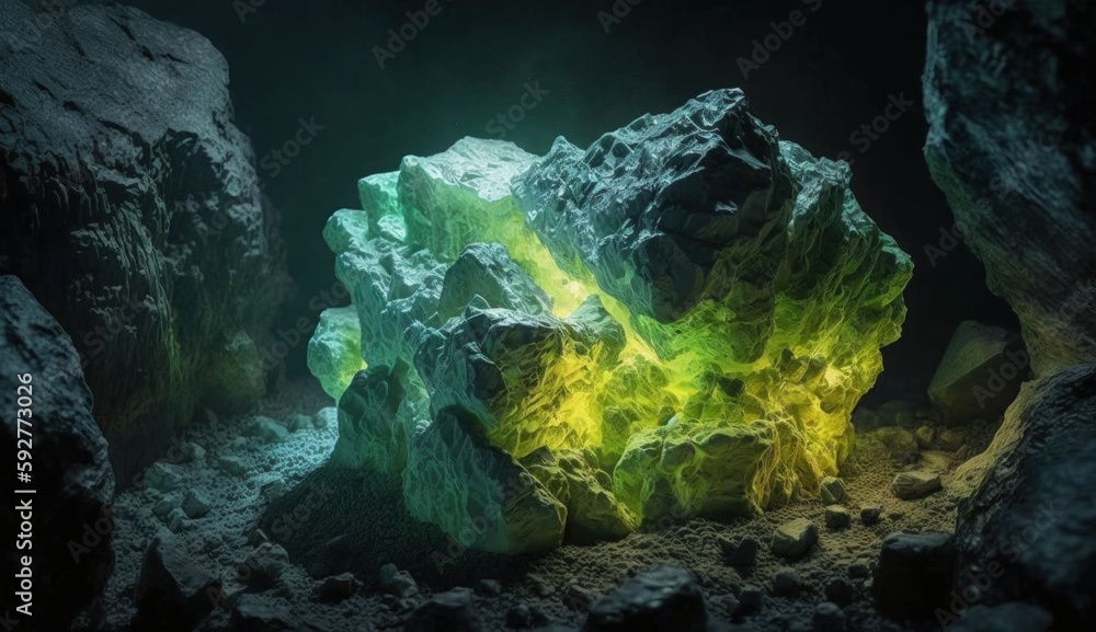 deposits of crystalline uranium ore in a radioactive nugget. Precious ...