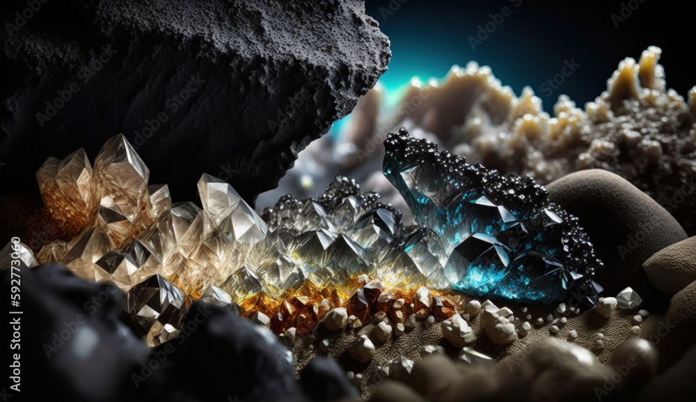 deposits of diamond and tourmaline crystalline ore in a nugget ...