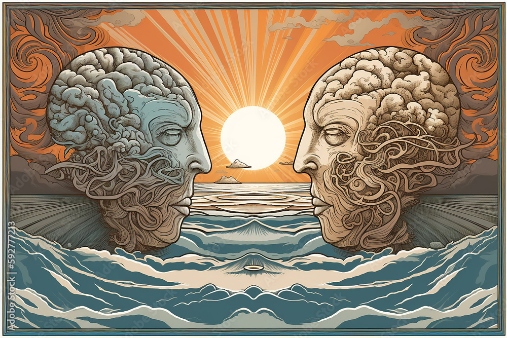 Complete connection with the art of psychedelic poster, with the sky ...