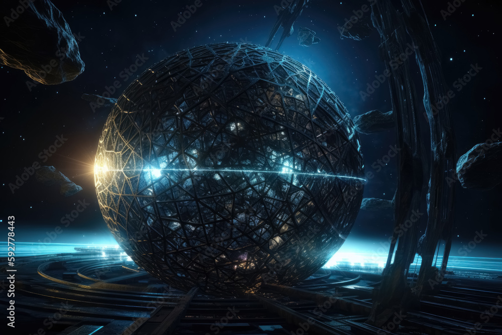 Dyson Sphere in space spans a star created with generative AI ...
