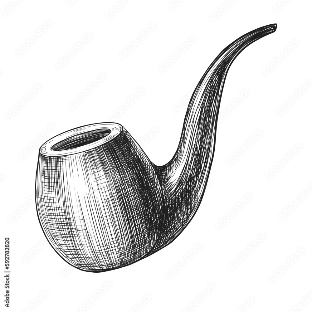 Pipe for smoking vintage vector sketch illustration. Stock Vector ...