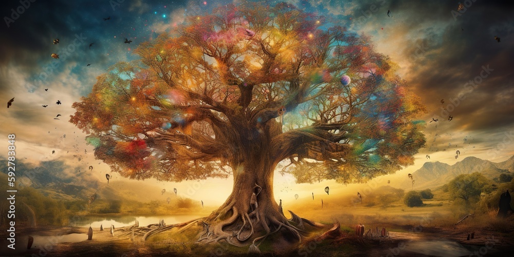 Eautiful magic tree. the beginnings of life. a family tree, created ...