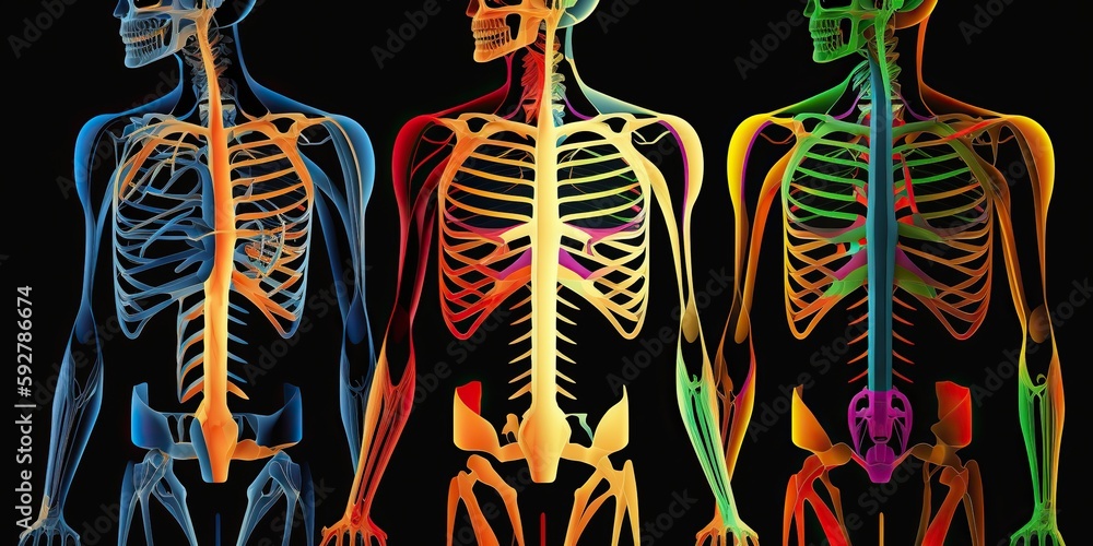 Bold and colorful abstract representation of human musculoskeletal ...