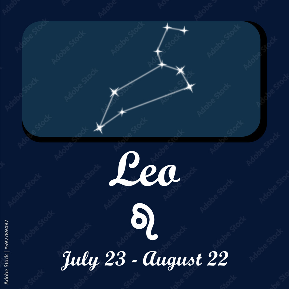 Vector graphic design for the zodiac sign for Leo the lion. The ruling ...