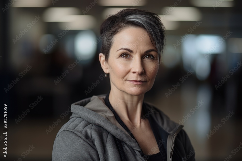Environmental portrait photography of a satisfied woman in her 40s ...